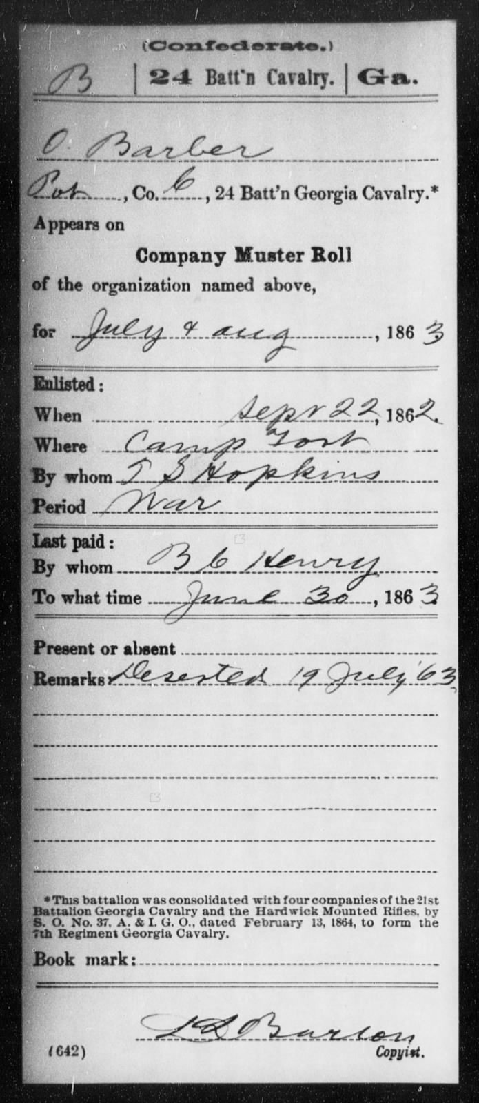 Henry Obediah Barber | The Solitary Historian